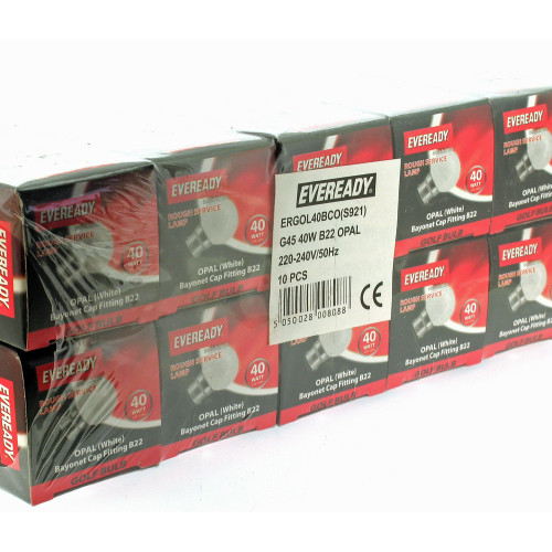 10 x Eveready 40w Opal G45 Round Golf Ball Filament Bulb BC Bayonet ...